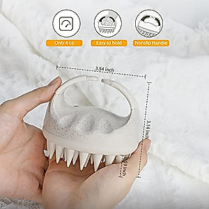 Sndyi Scalp Massager Shampoo Brush, Scalp Scrubber with Soft Silicone Bristles, Scalp Exfoliator for Dandruff Removal, Scalp Massager for Hair Growth, Wet Dry Hair Brush for Scalp Care, Beige