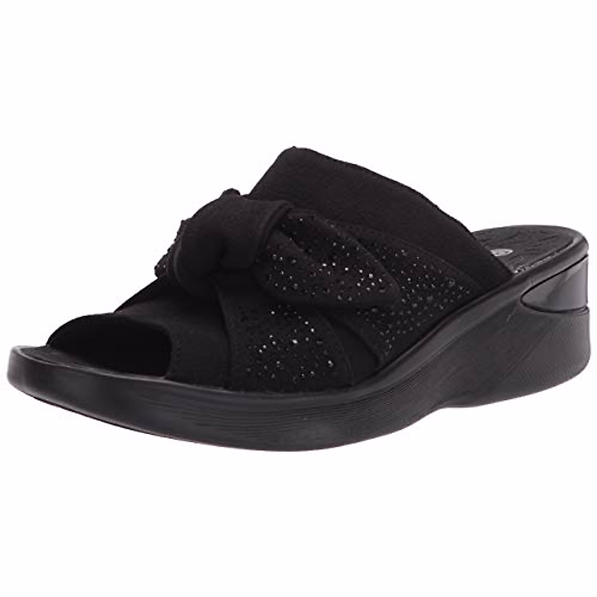 BZees womens Smile Bright Slide Sandal, Black Sparkle, 9.5 US