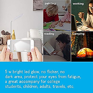DEEPLITE LED Desk Lamp with Flexible Gooseneck 3 Level Brightness, Battery Operated Table Lamp 5W Touch Control, Compact Portable lamp for Dorm Study Office Bedroom(Set of 2)