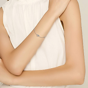 AOBOCO Nurse Bracelet for Women 925 Sterling Silver Stethoscope Charm Birthstone Bracelet with Simulated Aquamarine Blue Crystal, Birthday Graduation Jewelry Gifts for Nurse Doctor RN Medical Student