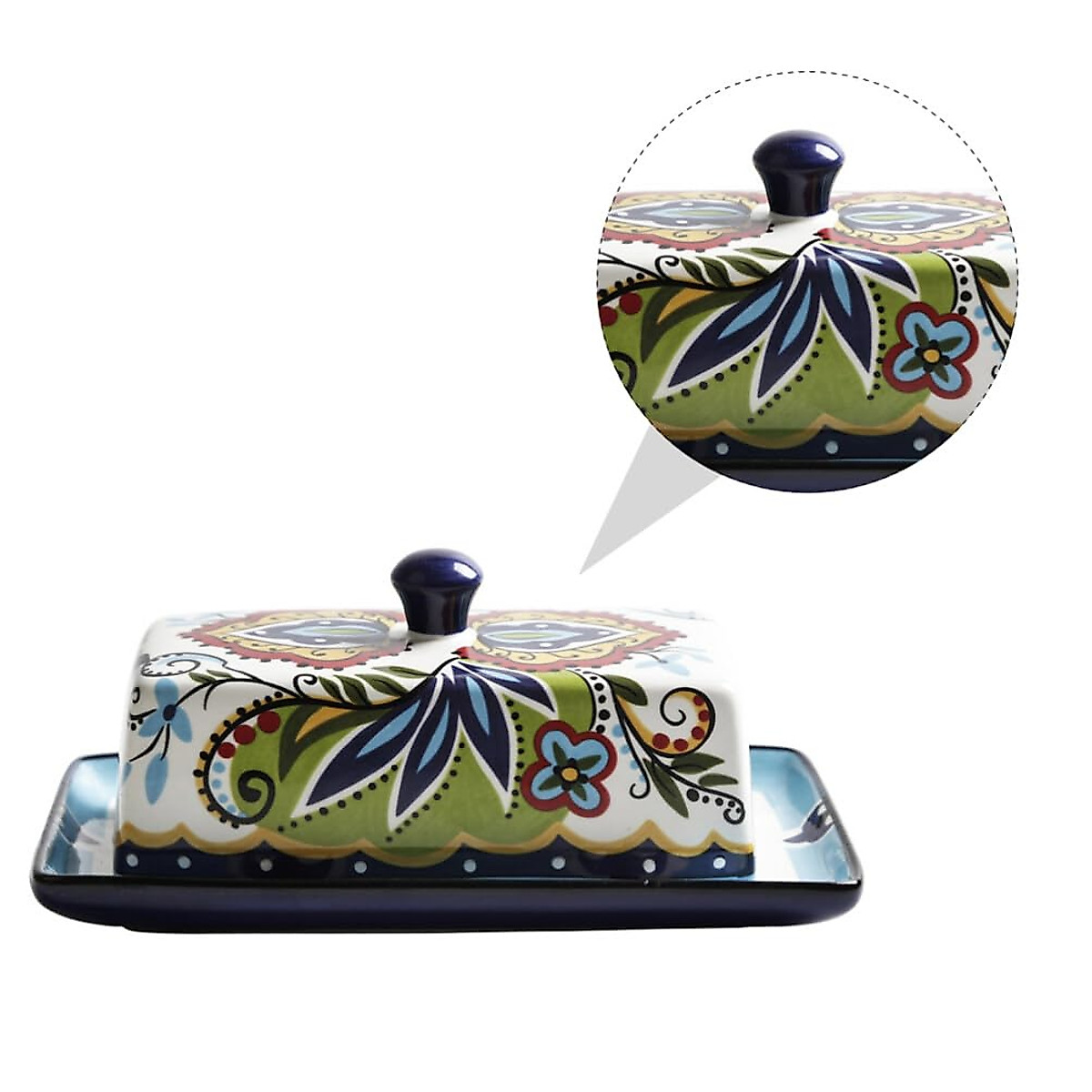Cabilock Ceramic Butter Dish with Lids Banquet Butter Keeper Porcelain Butter Container Rectangular Food Container for Home and Kitchen