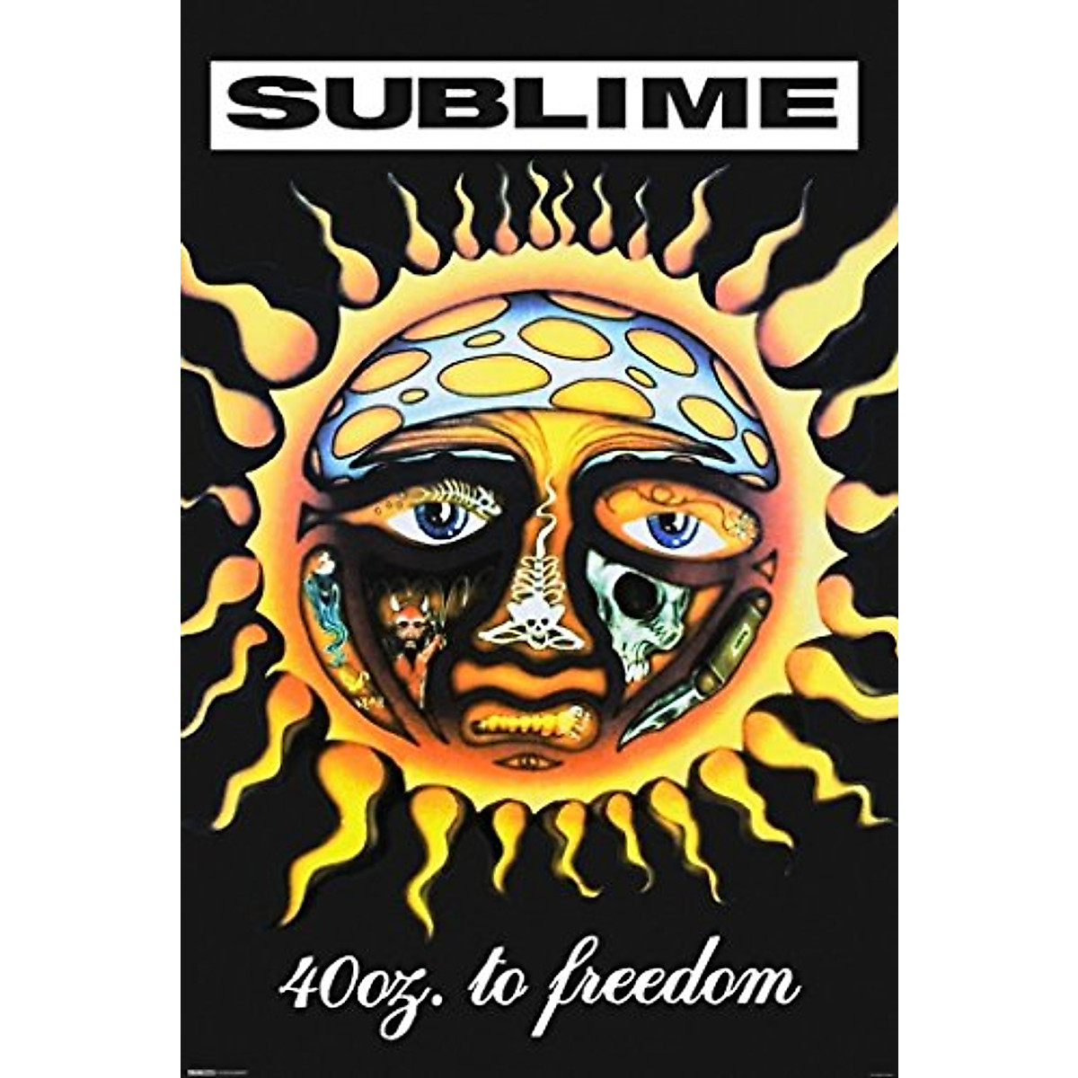 Pyramid America Sublime 40 Oz to Freedom Music Band Poster Debut Album Sunny Mushroom Face Trippy Cool Wall Decor Art Print Poster 24x36