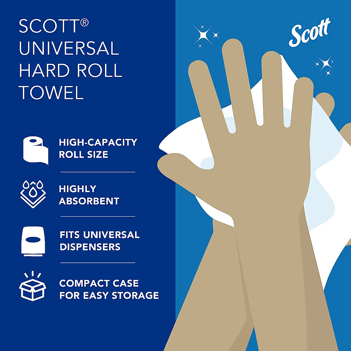 Scott Essential High Capacity Hard Roll Paper Towels (01005), White, 1000'/Roll, 6 Paper Towel Rolls/Convenience Case