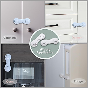 Cabinet Door Locks for Baby Proof and Child Safety, 4 Pack Cabinet Locks with Adhesive for Drawer Cupboards Fridge Oven Closet and Pantry, Childproof Door Latch for Protecting Kids Toddler and Infant