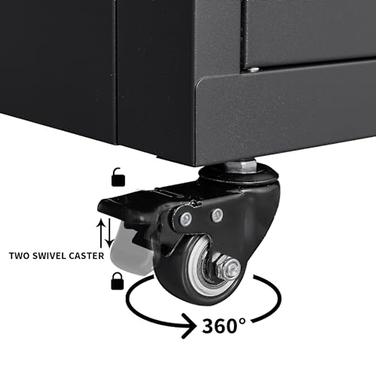 GREATMEET Metal Storage Cabinet with Locking Doors and Adjustable Shelves,31.5" H Steel Storage Cabinet with Wheels for Office,Home,Garage,Classroom Black