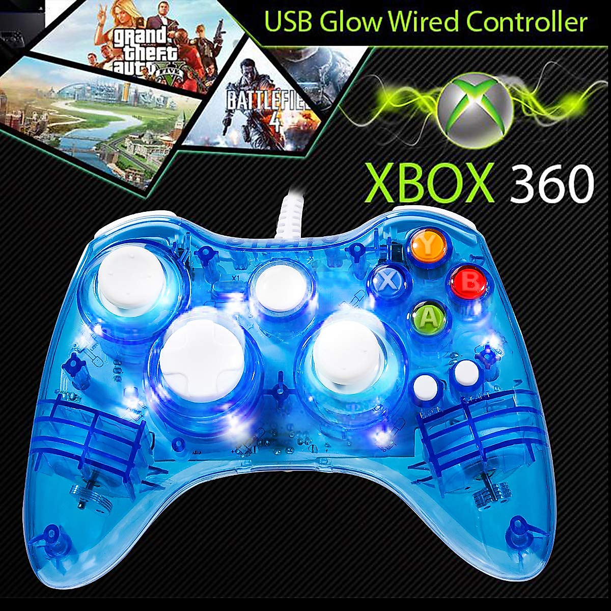 LUXMO PREMIUM Wired Xbox 360 Controller,USB xbox360 Wired Controller Gaming Controller Gamepad Joystick for Microsoft Xbox 360,Xbox 360 Slim,PC Windows（Windows 10/8.1/8/7）