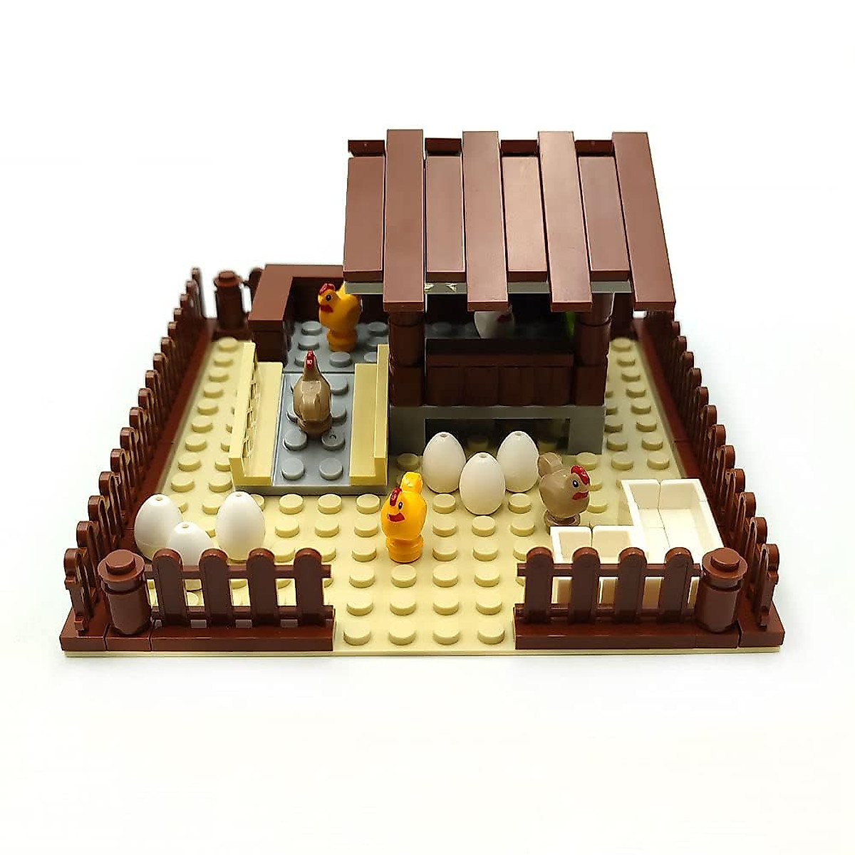 ZHX Farm Animals Hen House Chicken Coop Building Blocks Toys for Kids MOC Bricks Parts Fences Around Compatible with Classic Building Bricks Gifts for 6 7 8 9 10 and Up Year Old Girl Boy