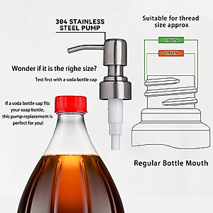 Easy Tang Durable 304 Rust Proof Stainless Steel Pump Head, Kitchen Soap Dispenser Pump Replacement for Regular Mouth Bottle(Silver 2 Pack)