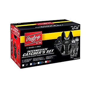 Rawlings Renegade 2.0 Intermediate NOCSAE Baseball Protective Catcher's Gear Set, Scarlet and Silver - one Size