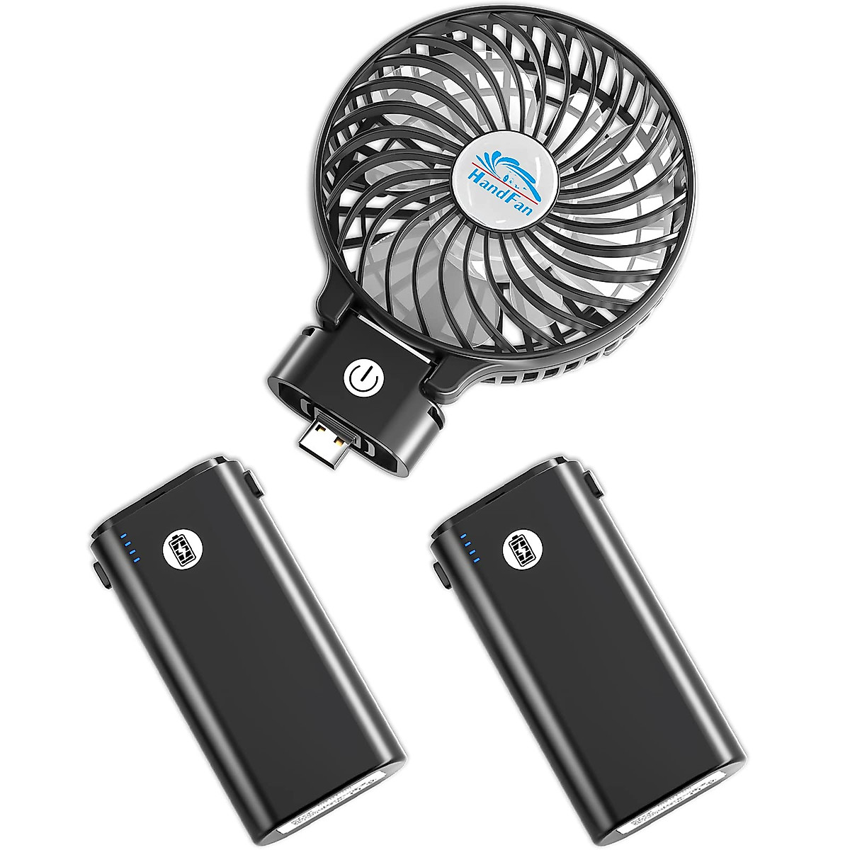 HandFan 10400mAh Handheld Fan With Double Portable Charger, Rechargeable Personal Hand Fan, Foldable Mini Electric Fan, Battery Operated Cooling Fan for Travel Beach Outdoors Indoors(Clear Blade)