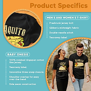 365fury Personalized Family Matching Shirt for 3, Burrito Taco & Taquito Matching Shirts Outfit Black, New Parent Gifts, Baby 1st Birthday, First Fathers Day