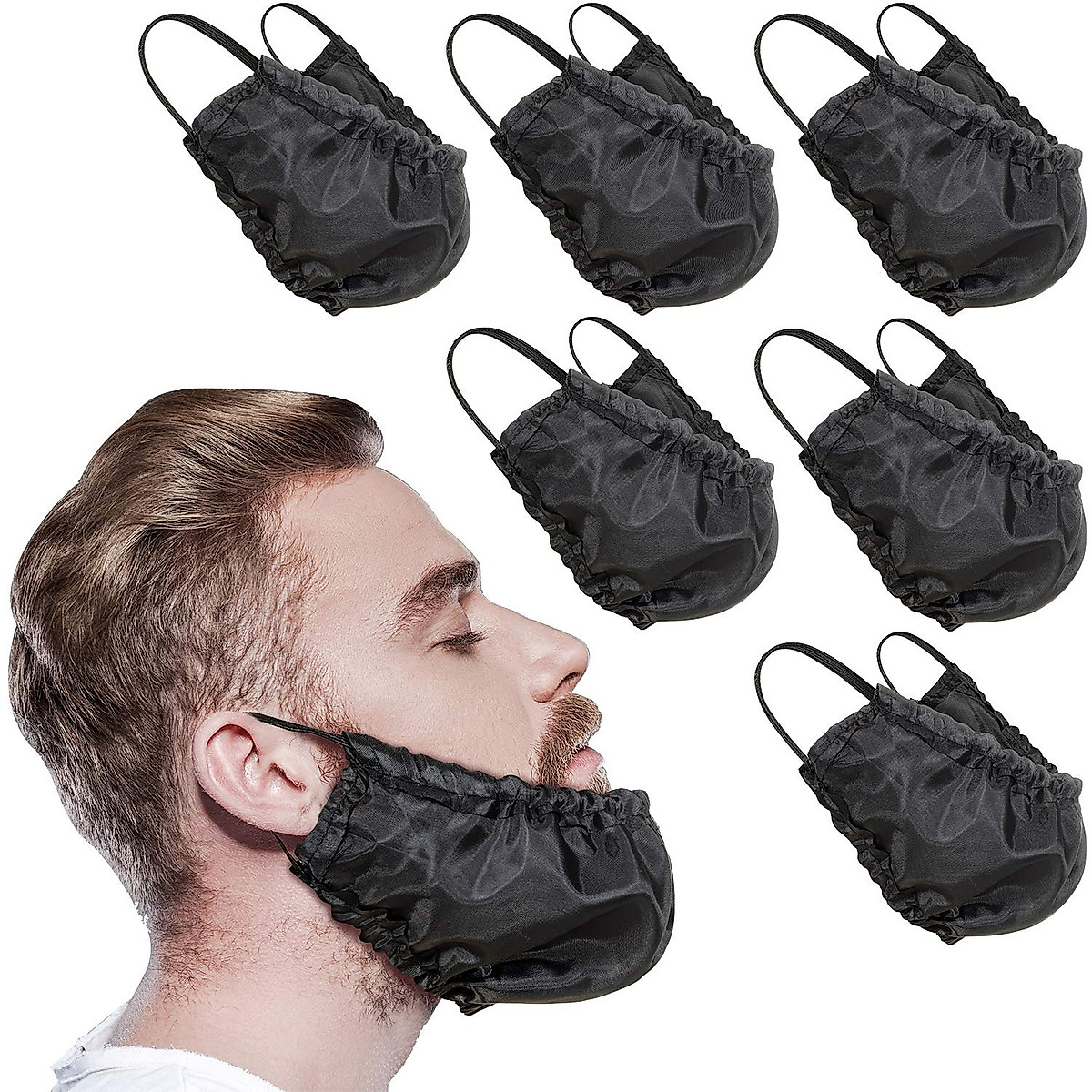 9 Pieces Beard Bandana Beard Covers Facial Beard Apron Caps Facial Beard Guard Bedtime Bib (Black)