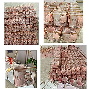 Atenzol Clear Box with Lid Handle (5PCS), 5.5x3x5.5 Candy/Cookie/Favor/Gift Box, Golden Lining, Blank without Writing