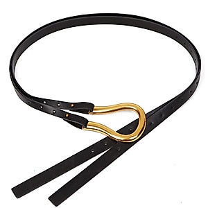 Block Garden Women PU Leather Waist Belt Double Strap Tie Wrap Cinch Belt, 01 Black