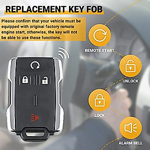Keyless Entry Remote Control Car Key Fob Compatible with Chevy Silverado/Colorado/GMC Sierra 1500 2500 HD 3500 HD 2014 2015 2016 2017 2018 2019 2020/Canyon 4 Buttons Car Key Replacement M3N32337100