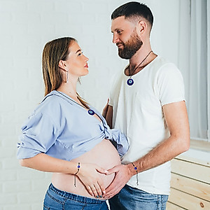 Hicarer 6 Set Evil Eye Bracelet and Necklace Kit, 6 Pieces Amulet Lucky Bracelets with Card, 6 Pieces Evil Eye Pendant Necklaces Turkish Blue Necklace for Women Men Girls Boys