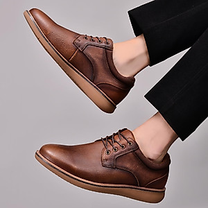 Arkbird Mens Casual Dress Shoes Mens Dress Sneakers Leather Shoes Business Casual Shoes Men Brown Shoes