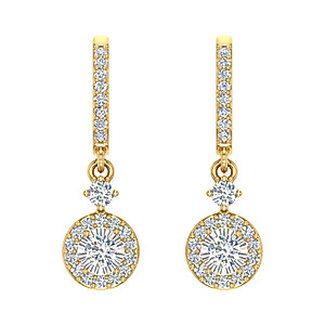0.30 Carat Diamond Drop Dangling Earrings in 10K Yellow Gold