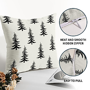 KSLIDS Black Christmas Tree Pillow Covers Set of 2 Xmas Trees Geometric Square Throw Pillows Couch Winter Holiday Pillow Cases Rustic Farmhouse Christmas Decor Home Sofa Porch Bed Outdoor 18x18 Inch