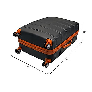 Rockland Melbourne Hardside Expandable Spinner Wheel Luggage, CHARCOAL, Checked Large 28"