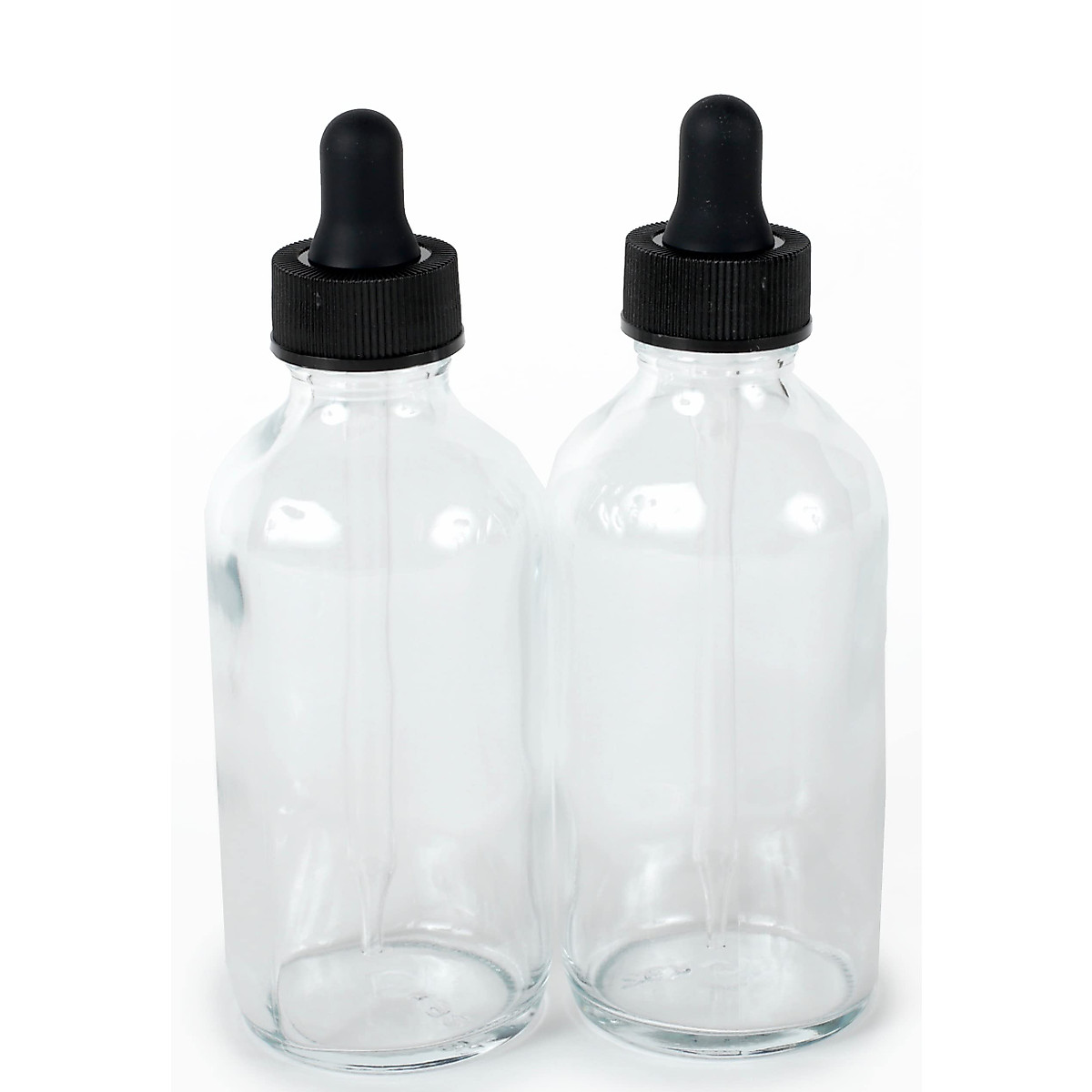 Vivaplex, Clear, 4 oz Glass Bottles, with Glass Eye Droppers - 2 pack