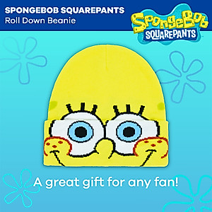 Spongebob Squarepants Roll Down Cuff Beanie Hat, Yellow, One Size