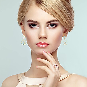 Bunny Earrings Kawaii Rabbit Jewelry Cute Earrings Aesthetic Hare Dangle Pearl Jewelry Earrings for Women Girls Christmas Easter Animal Gifts (Blue)