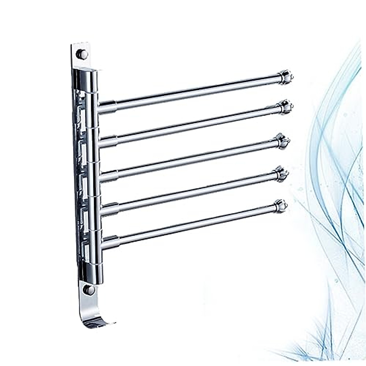 HOLIDYOYO 5 Aluminum Towel Rack Bathroom Clothes Rail Silver Simple Tower Rack Swivel Towel Rack