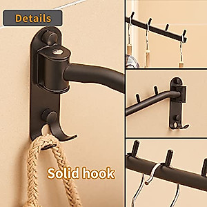 Danpoo Folding Clothes Hanger Rack, Stainless Steel Swing Arm Hook Holder, Clothing Hanging System Drying Closet Storage Organizer Wall Mount Chrome (Black)