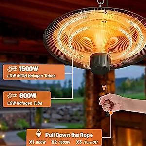 WLYMQFC Patio Heaters for Outdoor Use,Patio Hanging Heater,Infrared Waterproof Heater,Electric Patio Heater for Indoor or Outdoor Use Ceiling Mounted Heater with 2 Ajustable Power (600W/15000W)