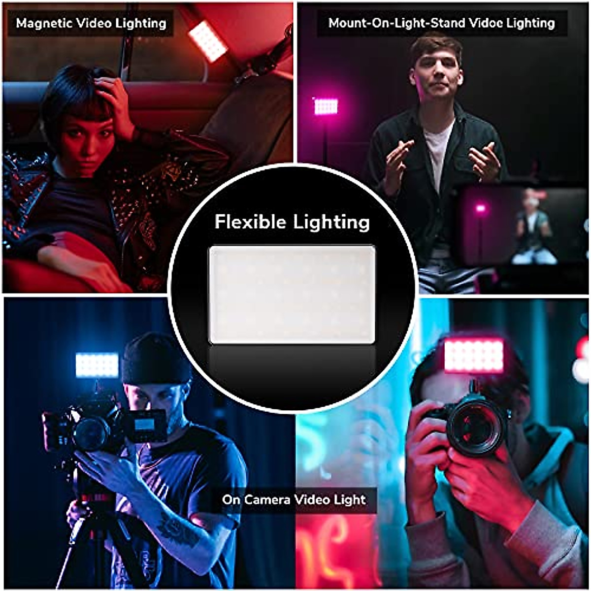 Pixel Liber RGB Video Light,Support Magnetic Attraction and App,Full Color,2500K-8500K, Mini LED Aluminum Alloy Body Portable Pocket Video Light for Tiktok, Video Conference, Photography，YouTube.