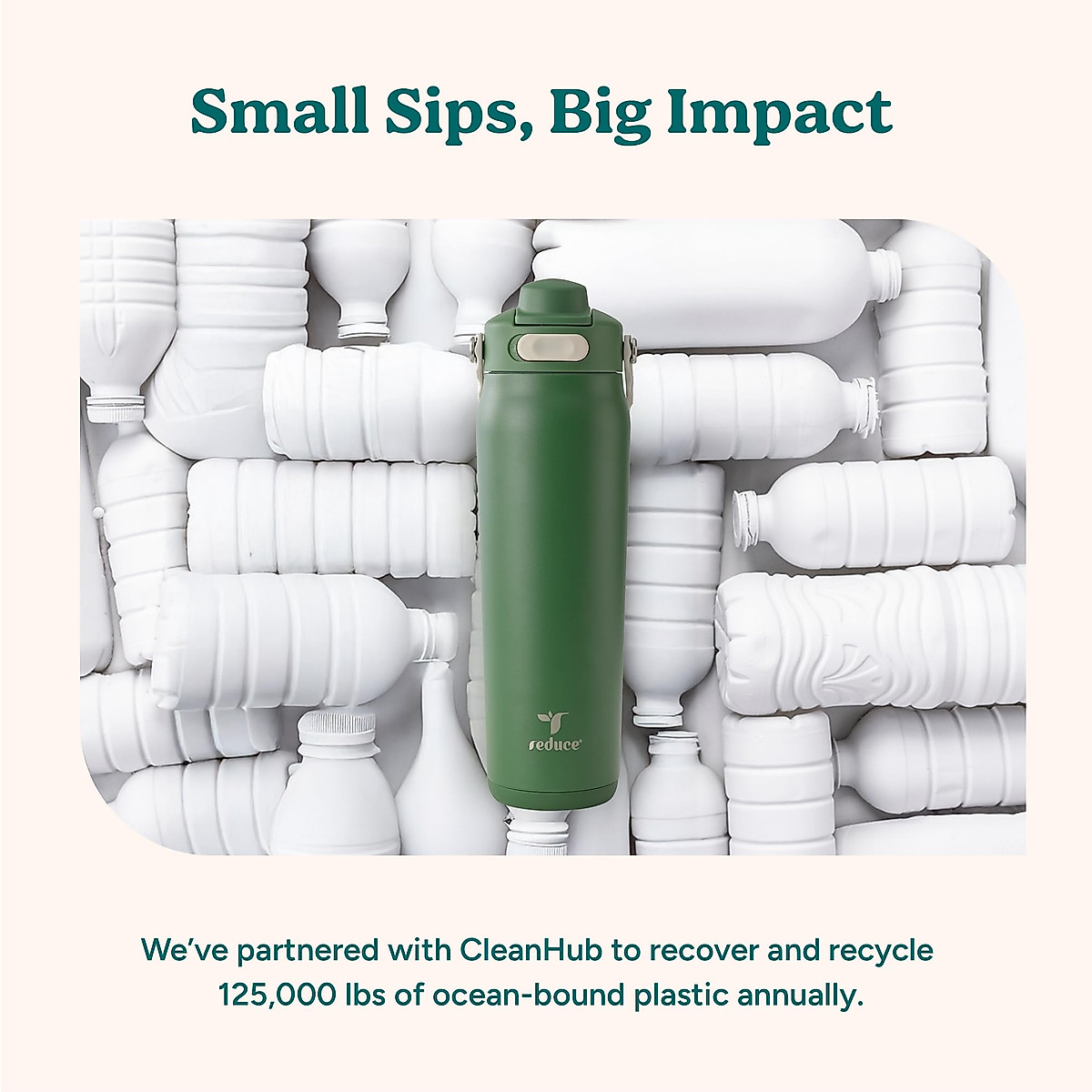 REDUCE Aura Vacuum Insulated 26 oz Water Bottle - Leak-Proof & Chug Spout for Quick Hydration - Keeps Drinks Cold for 30 Hours - Removable Handle for Travel or Gym - Soft Sit Base - Fairway Green