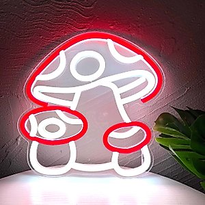 Mushroom Neon Sign Dimmable LED Neon Light Wall Art for Kids Room Decor Bedroom Wall Sign USB Operated Mushroom Lamp Light Up Sign Teen Room Decor Game Room Red