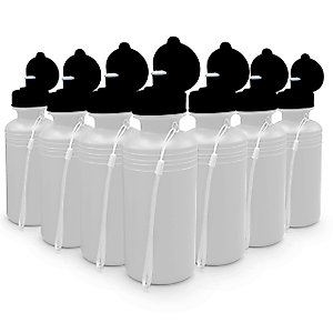 4E's Novelty Sports Water Bottles Bulk (12 Pack) 18 oz Squeeze Reusable Plastic White Water Bottle, BPA Free, School Kids Water Bottles Party Favor Gift Giveaways