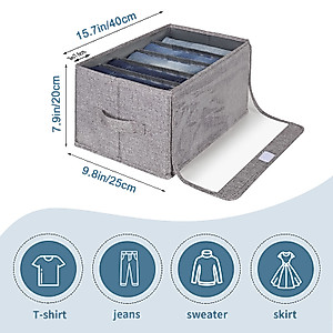 2Pcs Large Grid Closet Organizers and Storage Bins with Clear Lid - Wardrobe Clothes Organizer,Closet Drawer Organizers for Clothing,Jeans Pants Sweater Underwear Organizer for Closet(5Grids)