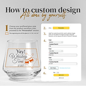 Custom 13oz Whisky Rocks Glass with Your Custom Logo Design or Personalized Text - Permanent Laser Engraving - Wedding Favors, Corporate Gifts, Birthdays, Parties or Events