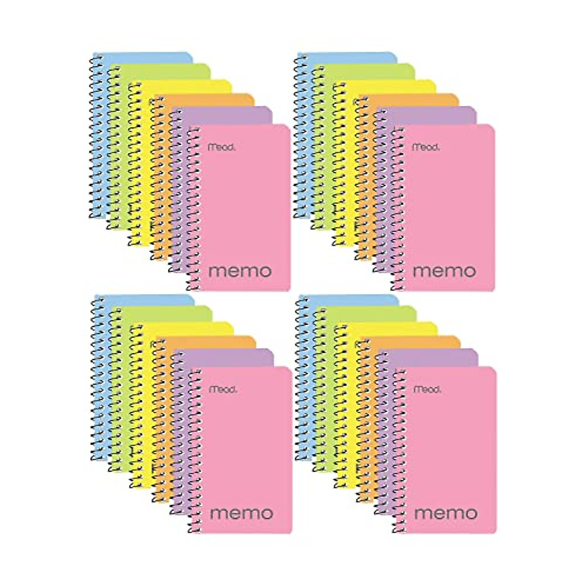 Mead Small Notebook, 24 Pack of pocket notebook 3x5 " College Ruled Small Memo Pad Wirebound 60 Sheets, Pastel Colors of Mini Notebook in Bulk pack