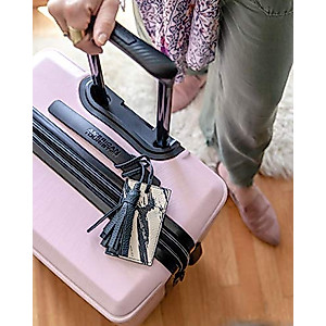 American Tourister Stratum XLT Expandable Hardside Luggage with Spinner Wheels, Pink Blush, Checked-Medium 24-Inch