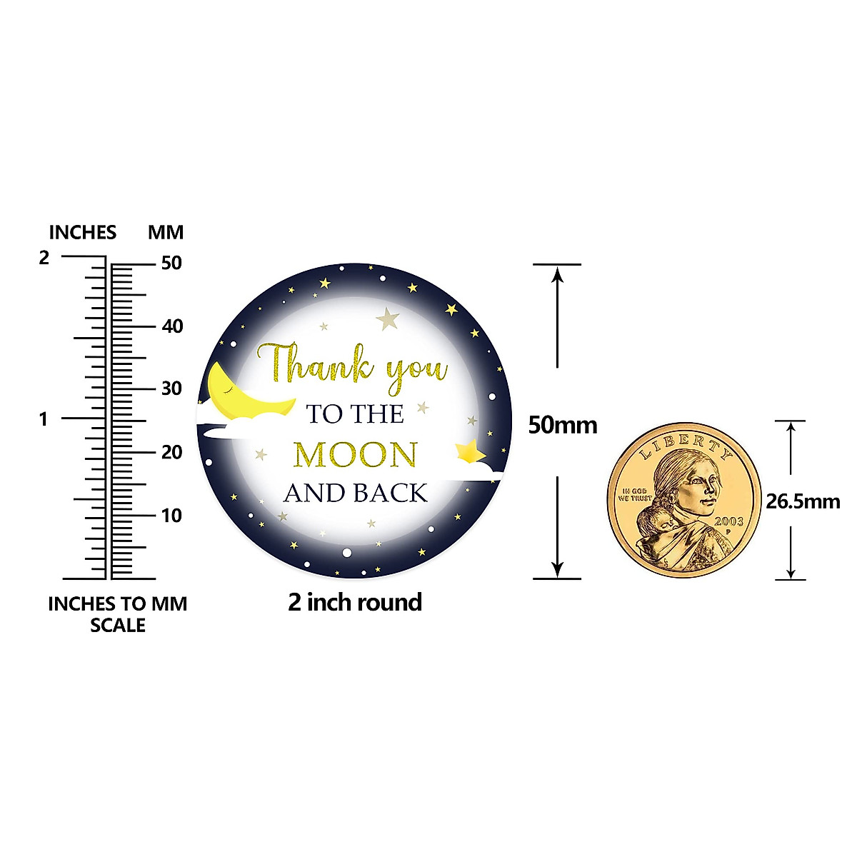 80 Twinkle Twinkle Little Star Thank You Stickers, Baby Shower Thank You Stickers for Boy, Star and Moon Baby Shower Birthday Party Favor Label Decorations(2 Inch)