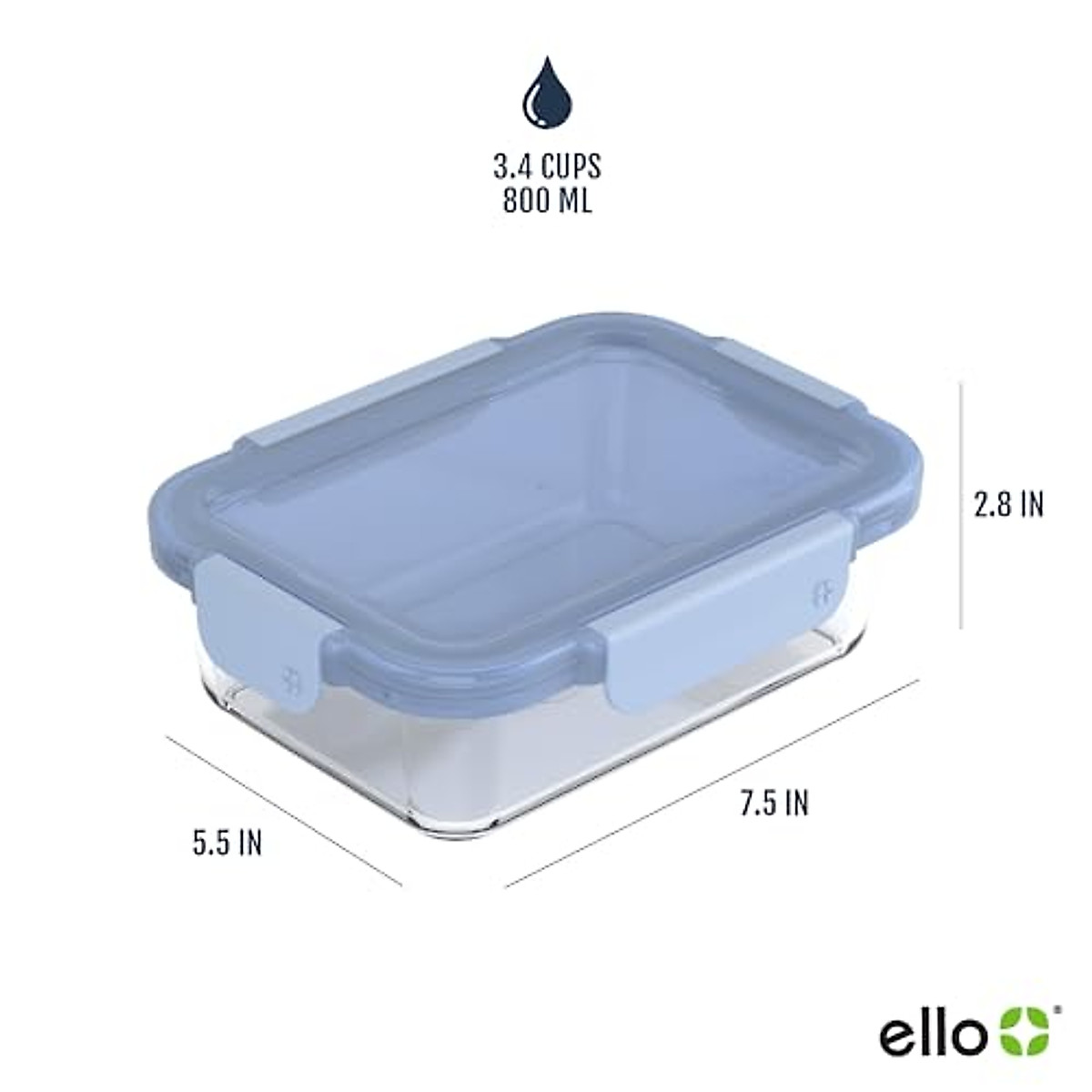 Ello Duraglass 10Pc Glass Meal Prep Container Set with Silicone Boot, Airtight Lids - BPA-Free, Dishwasher Safe