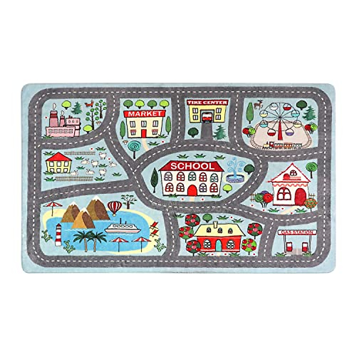 LIVEBOX Soft Kids Rug 4'x6' Carpet Play Mat for Baby Boys Girls, City Life Road Traffic Playroom Rug for Playing Cars Toys, Educational Nursery Rug for Children Bedroom Kids Room