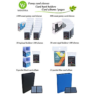 WINTRA 1800 Pockets Trading Card Pages, 9-Pocket Side-Loading Card Sleeves Protectors, Sports Card Collector Album Sheets for Ring Binder(100 Background Pages)