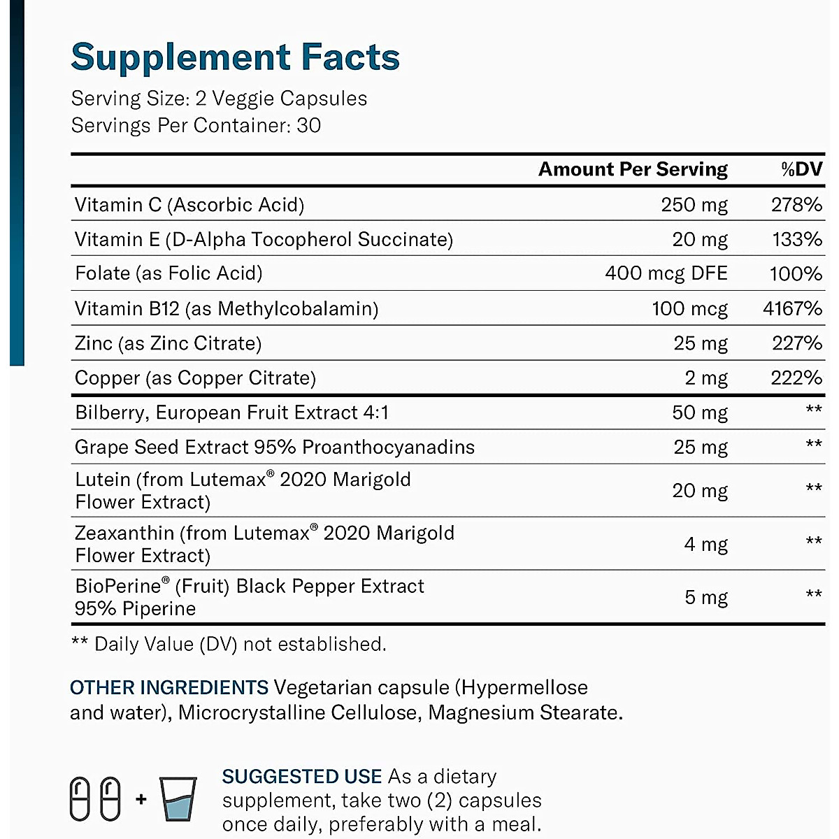 Areds 2 Eye Vitamins - Lutein, Zeaxanthin & Bilberry Extract - Supports Eye Strain, Dry Eyes, and Vision Health - 2 Award-Winning Clinically Proven Eye Vitamin Ingredients - Carotenoid Blend