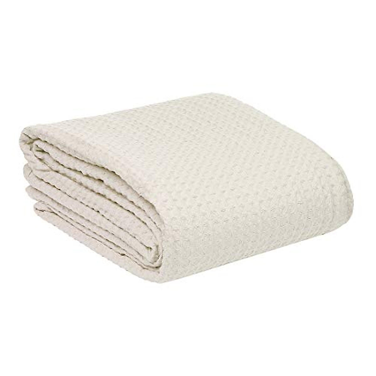 HILLFAIR 100% Combed Cotton Blanket– Queen Size Bed Blanket– Warm Soft All Season Breathable Lightweight Summer Blankets– Waffle Weave Home Decor Bed Blanket- Ivory Queen Bed Cotton Blankets/Bedcover