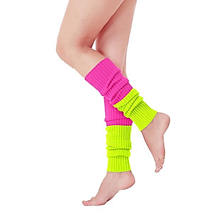 v28 Women Juniors 80s Eighty's Ribbed Leg Warmers for Party Sports(mixi)