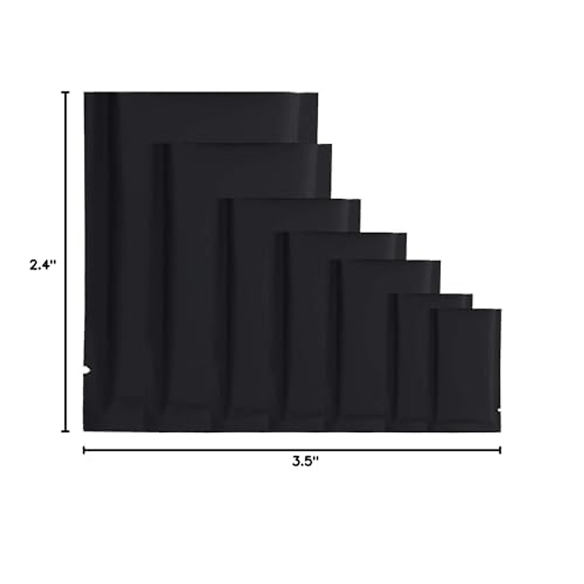 200PCS Double Sided Matte Black Mylar Foil Open Top Heat Seal Bags for Food Storage, Beauty/Travel Sample Pack (200, 2.4" x 3.5")