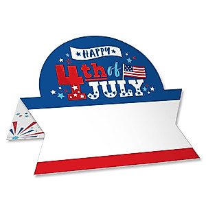 Big Dot of Happiness Firecracker 4th of July - Red, White and Royal Blue Party Tent Buffet Card - Table Setting Name Place Cards - Set of 24