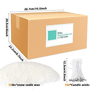 pliadvbu 10 lb Wax Sand DIY Pearl Candle Kit, 100 Candles Wicks, Natural Pearl Wax, Reusable, Unscented Powder Candles for Candle Making, Weddings and Parties