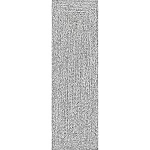 nuLOOM Wynn Braided Indoor/Outdoor Runner Rug, 2' 6" x 6', Light Grey/Salt and Pepper