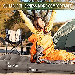 NOWTOWIN Inflatable Sleeping Pad for Camping, 4 Inch Thick Comfortable Sleeping Mat for Backpacking Hiking Traveling, Compact Waterproof Camping Air Mattress with Built in Foot Pump and Pillow